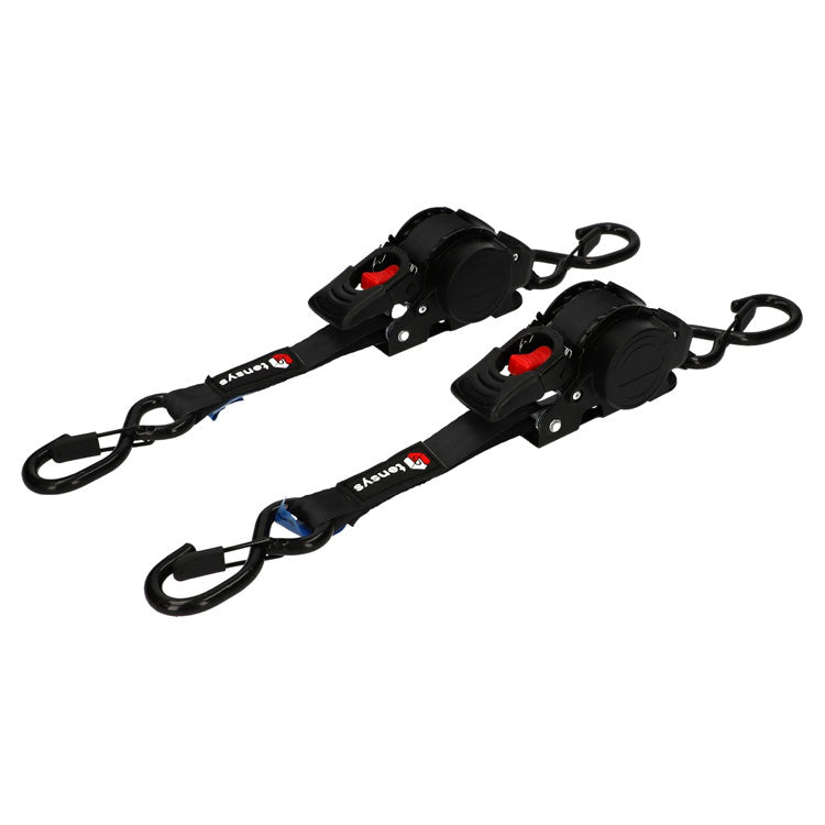 25mm Retractable Ratchet Straps (2-Pack) | Compact Auto Tie Downs
